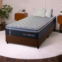 Conjunto Cama Box Solteiro Dakota Preto 96x203x57 Espuma D33